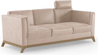 Cavadore Cavadore 3er-Sofa Vida / 3-Sitzer Couch im trendigen Design mit massivem Holzrahmen in Buche, Kopfstütze mit Kuschelkissen / 213 x 84 x 93 / Mikrofase