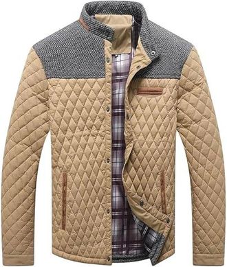 Generic Vestes chaudes pour homme - Veste matelass&eacute;e &eacute;paisse et coupe-vent - Style punk - Style d&eacute;contract&eacute; - Style &eacute;cossais r&eacute;versible, kaki, XXL