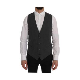 Dolce & Gabbana Elegante Gestreifte Graue Weste - - Suits - Herren - Grau - L