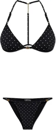 Tom Ford Femme, Maillots de bain, Noir, Taille: 38 FR Bikini triangle &agrave; pois avec bordure en T