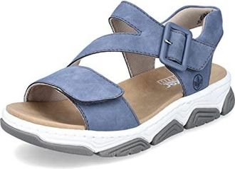 Rieker Femme Sandales 69071, Dame Sandales Fines,Chaussure dété,Sandale dété,Confortable,Plate,Bleu (Blau / 10),36 EU / 3.5 UK
