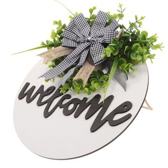 NUOBESTY Fr&uuml;hlings-bauernhaus-t&uuml;rkranz Handgefertigt Aus Holzimitat Willkommenskranz Als Wandbehang F&uuml;r Au&szlig;enbereich Haust&uuml;r-willkommenskranz Mit Schleife Fr&uuml;h