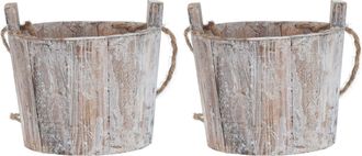 Happyyami 2stücke Holz Blumentopf Hängend Für Sukkulenten Gartenfass Pflanzbehälter Mit Seil Kompaktes Design Für Balkon Pflanzen Langlebig Und Robust