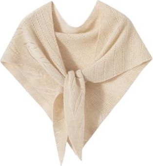 Generic &Eacute;charpe triangulaire pour femme Ch&acirc;le creux Style gr&acirc;ce &Eacute;charpe tricot&eacute;e en cachemire, beige, taille unique