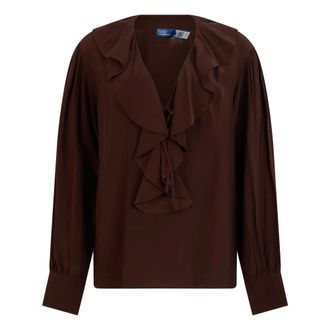 Polo Ralph Lauren Bluse mit R&uuml;schen - - Blouses & Shirts - Damen - Braun - S