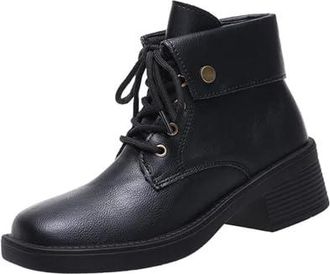 Generic Bottes &agrave; lacets pour femme - Style britannique &eacute;l&eacute;gant et confortable - Style britannique - Style classique - Pour le quotidien, Noir, 39.5 EU