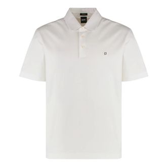 HUGO BOSS Homme, Tops, Blanc, Taille: 2XL Polo en Coton &agrave; Col C&ocirc;tel&eacute;