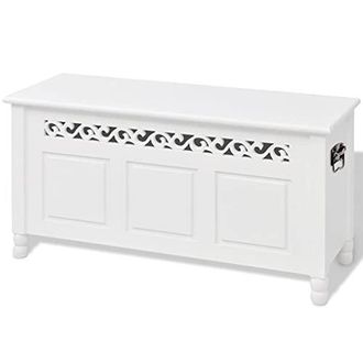 vidaXL Banc de Rangement en Style Baroque PFDM Blanc Banquette Meuble dentrée