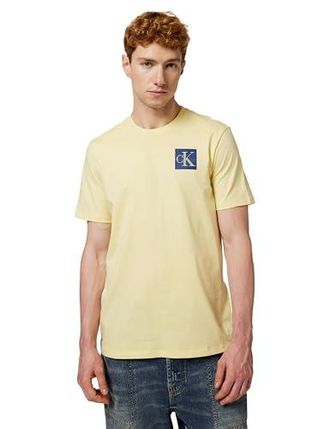 Calvin Klein T-Shirt Manches Courtes Homme Gradient Monogram Logo en Coton, Jaune (Sunlight), M