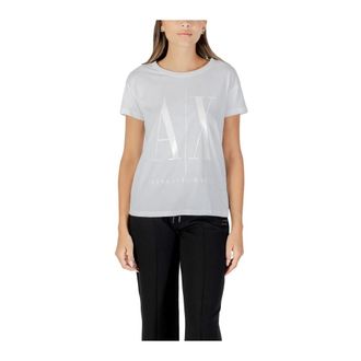 A|X Armani Exchange Stilvolles Bedrucktes Rundhals T-Shirt - - Tops - Damen - Wei&szlig; - S