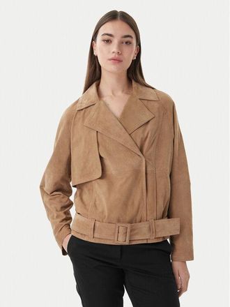 Marella Lederjacke Epoca 2613441061 Beige Regular Fit