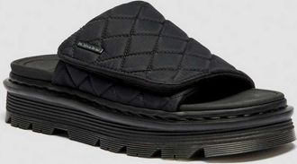 Dr. Martens Zebzag Quilted Canvas Plateau Slides in Schwarz, Gr&ouml;&szlig;e: 36