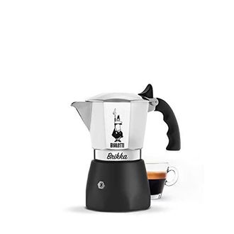 Bialetti New Brikka, Moka pot, la seule cafetière capable de faire un expresso crémeux, 2 tasses (100 ml), Aluminium et Noir