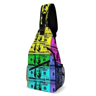 Generic Sacoche Tactique Billets de dollars am&eacute;ricains color&eacute;s et mignons Casual Sac De Poitrine Durable Crossbody Bag pour Homme Voyage &eacute;cole