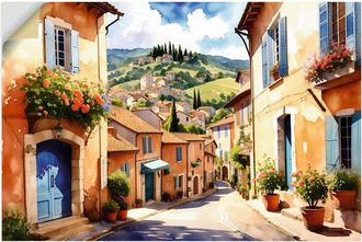 Artland Wanddeko Wandtattoo selbstklebende Vinylfolie 120x80 cm Mediterrane Deko Stadt Idyll Landschaften Sizilien Sonne Sommer Bella Italien U5CW