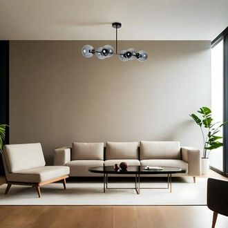 Opviq Elegant Black & Fume Chandelier, Metal Body, 90 cm Length, 15 cm Cap Diameter, E27 Socket, Max 40W, 220-240V, Stylish Lighting for Modern Spaces