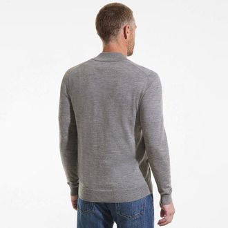Lands End Merino-Cardigan mit Rei&szlig;verschluss, Herren, Gr&ouml;&szlig;e:44-46 regular, Grau, Wolle, by Lands End