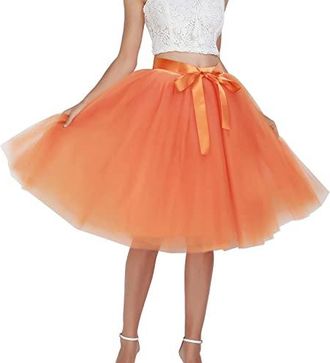 Generic Jupes mi-longues pour femmes, longueur genou, longueur genou, pour adultes, 2026, Orange, Taille unique