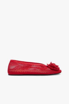 Ganni Ballerine en maille rouge Jenny - Taille 41 Goji Berry - Pour Femme