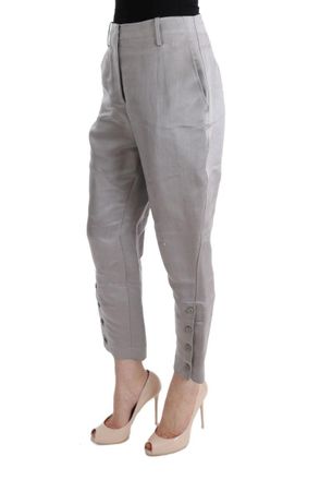 Ermanno Scervino Womens Gray Silk Cropped Casual Pants