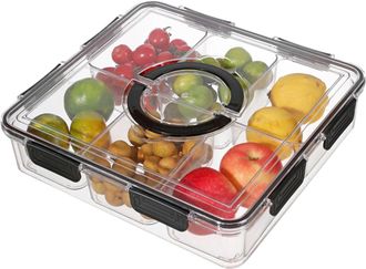 Generic Obstplatte, Snackbox, Snack Box Split Serving Tably Cutery Container, tragbare Snackplatte mit 6 F&auml;chern, Clear Organizer for Entertainment