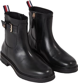 Tommy Hilfiger Femme Bottes Low Boot Leather Bottines, Noir (Black), 36 EU