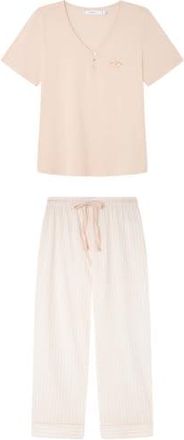 Women'secret Capri Pyjama Daily Stripes, Orange, XL Femme