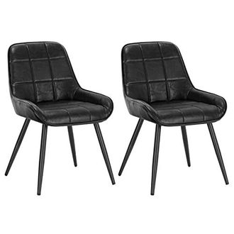Woltu Lot de 2 Chaises de Salle à Manger, Chaises Relaxantes en Simili Cuir, pour Salon, Salle de séjour, Cuisine, Chambre à Coucher, Noir, BH332sz-2