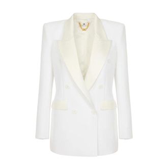 Elisabetta Franchi Doppellagiger Krepp- und Satin-Blazer - - Jackets - Damen - Beige - M