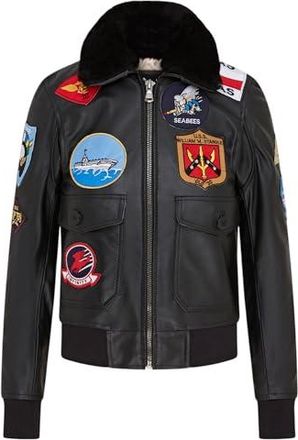 Infinity Leather Femme Noir Air Force A2 Flight en cuir à col en peau de mouton Blouson Bombardier