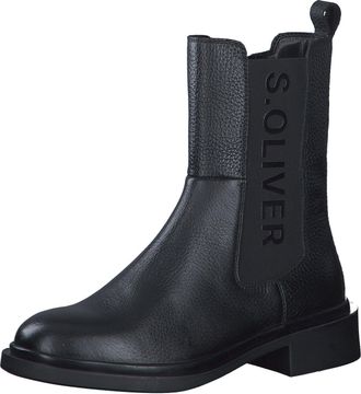 s.Oliver Damen Chelsea Boots aus Leder mit Reißverschluss, Schwarz (Black), 37 EU