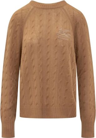 Etro Femme, Pulls, Beige, Taille: 38 FR Pull en cachemire avec broderie P&eacute;gase