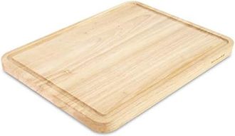 KitchenAid Klassisches Schneidebrett aus Gummibaumholz mit umlaufendem Graben, wendbares Schneidebrett, 27,9 x 35,6 cm, Natur