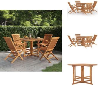vidaXL 5-tlg. Garten-Essgruppe Klappbar Massivholz Teak - Gartenm&ouml;bel - Essgruppe - Teakholz - Outdoor M&ouml;bel - Gartenset