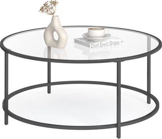 Vasagle Runder Couchtisch, Wohnzimmertisch mit Stahlgestell, Salontisch, Beistelltisch, schwarz LGT021B01