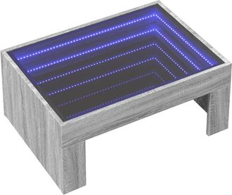 Generic Couchtisch mit Infinity-LED, Beistelltisch, Wohnzimmertisch, Kaffeetisch, Stubentisch, Sofatisch Modern für Wohnzimmer/Büro(Grau Sonoma 70x50x30 cm) (