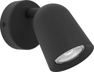 Eglo Spot Wandlampe Camaldoli, Wandleuchte innen, Leselampe mit flexiblem Strahler, Wandstrahler schwenkbar aus Stahl in Schwarz, GU10 Fassung