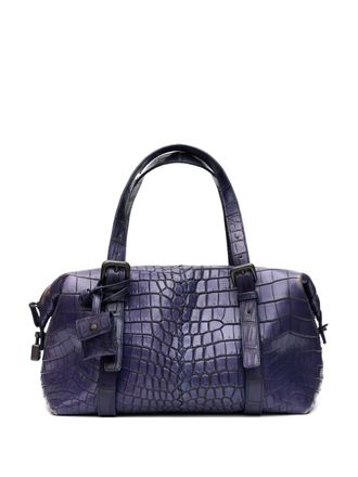 Bottega Veneta sac porté épaule à effet peau de crocodile - Violet
