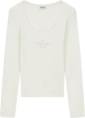 Guess T-shirt manches longues en coton m&eacute;lang&eacute;