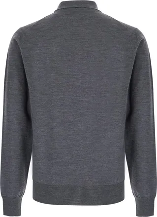 Emporio Armani Wool Long-Sleeved Polo Shirt - Gray
