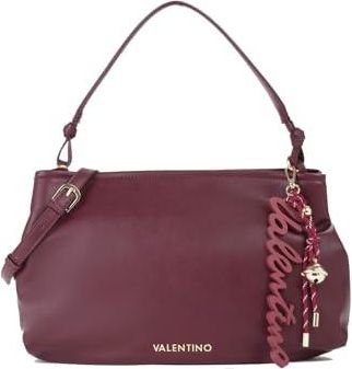 Valentino Sac &agrave; bandouli&egrave;re en cuir, bordeaux, avec bandouli&egrave;re r&eacute;glable et breloque d&eacute;corative, design &eacute;l&eacute;gant