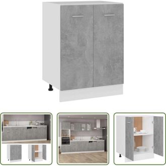 vidaXL K&uuml;chenregal - Unterschrank Lyon Betongrau 60x46x81,5 cm Holzwerkstoff