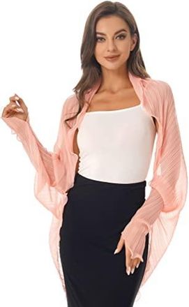 dPois Femme Étole Châle Elégant Boléro de Mariage Écharpes Foulard Cape Cover up Plage Été en Mousseline de Soie pour Robe Soirée Cérémonie Corail Taille Un