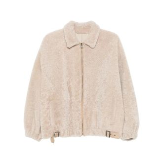 Simonetta Ravizza Femme, Vestes, Beige, Taille: 38 FR Veste en fausse fourrure