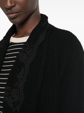Ermanno Scervino Lace-Paneled Ribbed Cardigan - Black