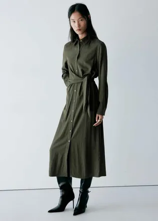Mango Robe chemisier naud vert - Femme - XXS - MANGO