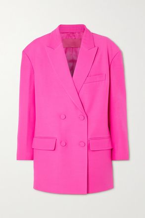 Valentino Garavani Doppelreihiger Oversized-blazer Aus Cr&ecirc;pe Aus Einer Woll-seidenmischung - Pink