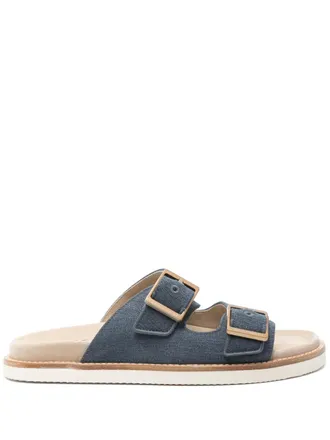 Brunello Cucinelli claquettes en toile - Bleu