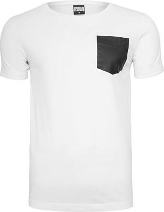 Urban Classics Leather Imitation Pocket Tee, T-Shirt Homme, Multicolore (WHT/blk 00224), Small