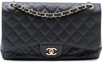 Chanel Hobo Bags - Jumbo Classic Caviar Double Flap - Gr. unisize - in Schwarz - f&uuml;r Damen